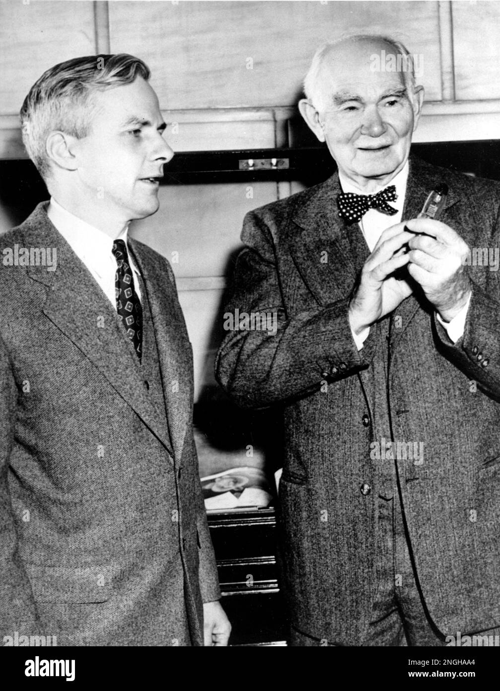 Lee De Forest, right, inventor of the Audion tube, which preceded the ...