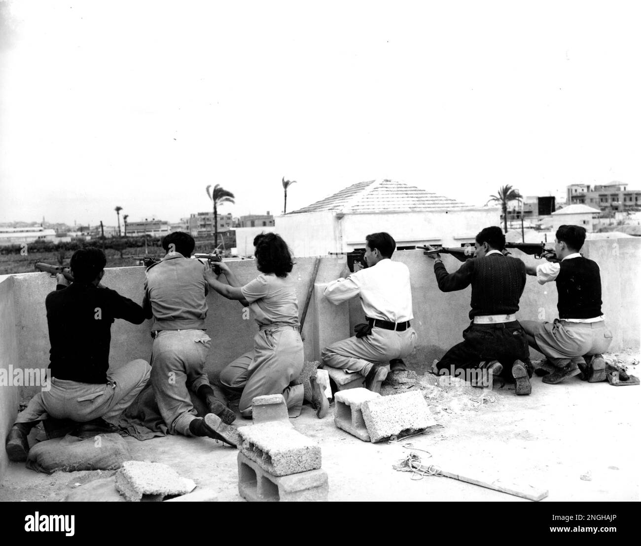 Members of the National Military Organization Irgun Zvai Leumi are ...
