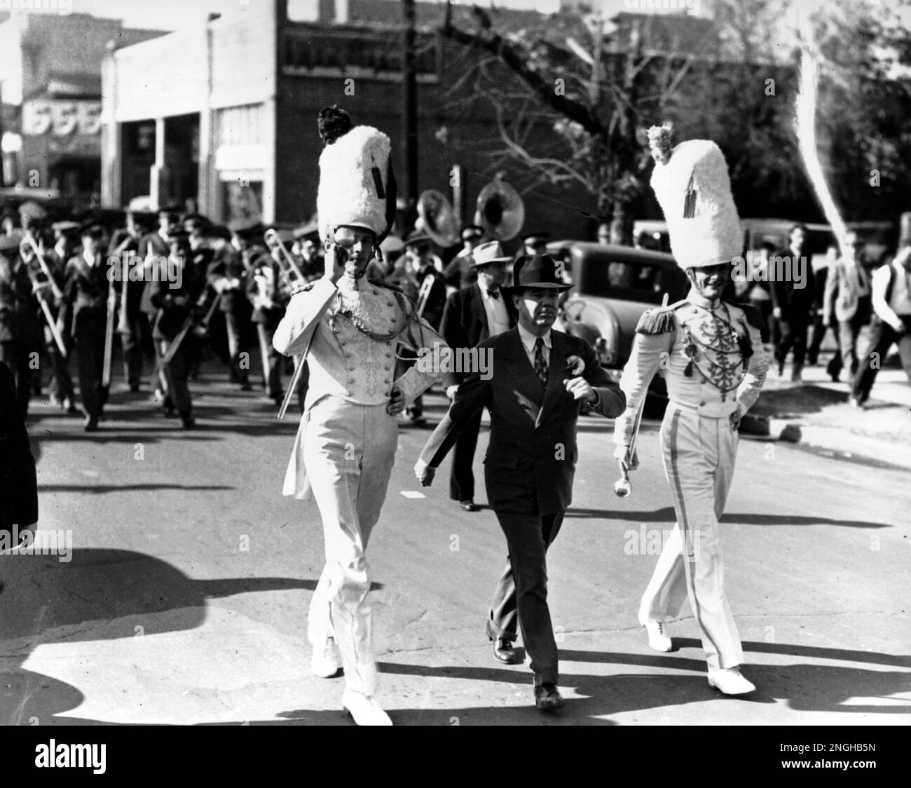 U.S. Sen. Huey Long marches with the Louisiana State University band ...