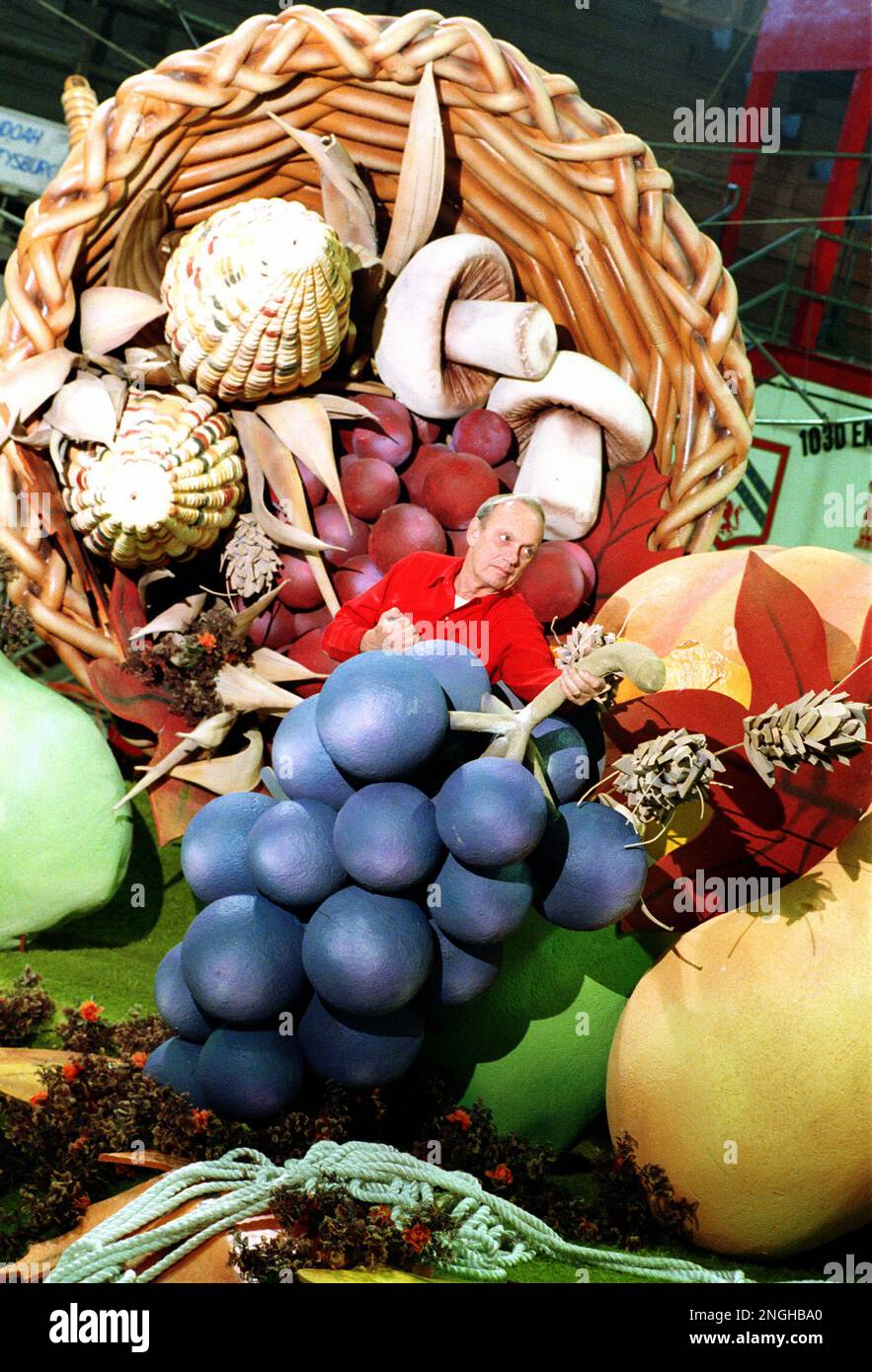Earl Eargrove works on his Cornucopia float, one of ten floats he has ...