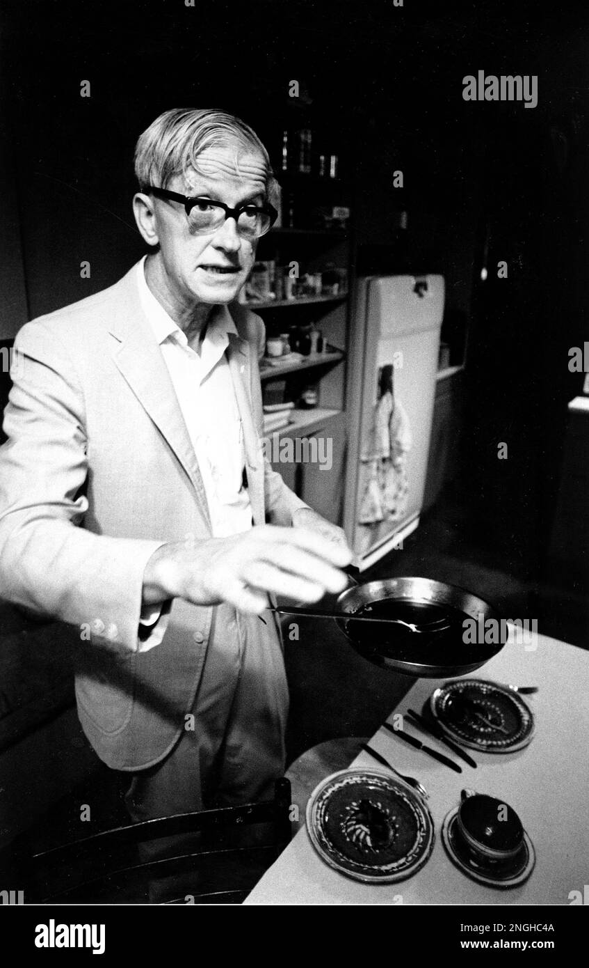 German-born American biologist Max Delbrueck serves himself breakfast ...