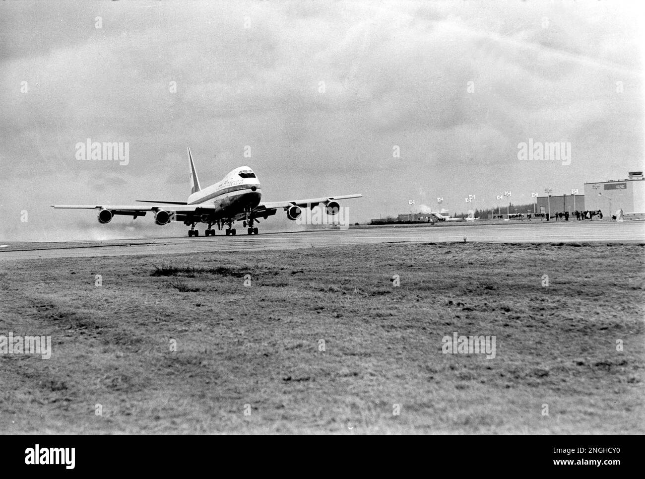 Boeing's jumbo jet 747 leaves the ground on its first flight at the ...