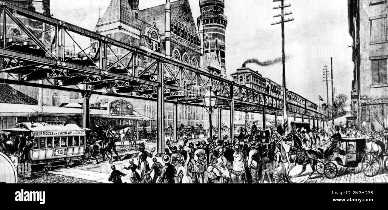 This drawing shows the first steam engine train as it runs on the Sixth ...