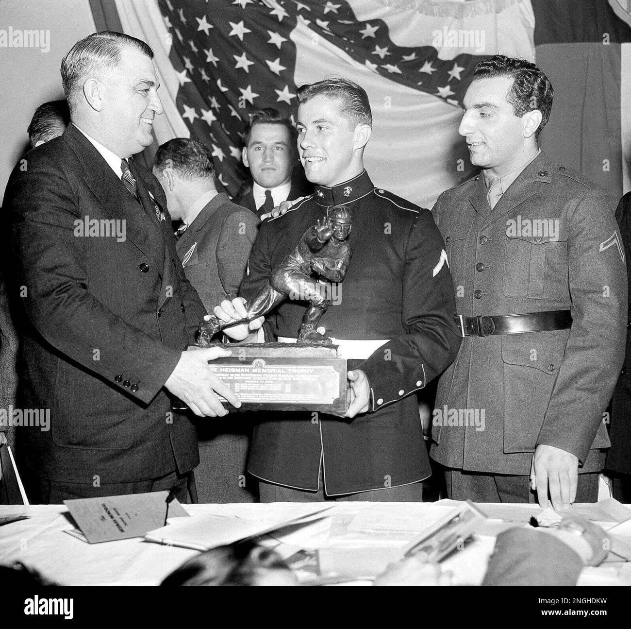 Joseph R.Taylor, president of the Downtown Athletic Club presents Frank ...