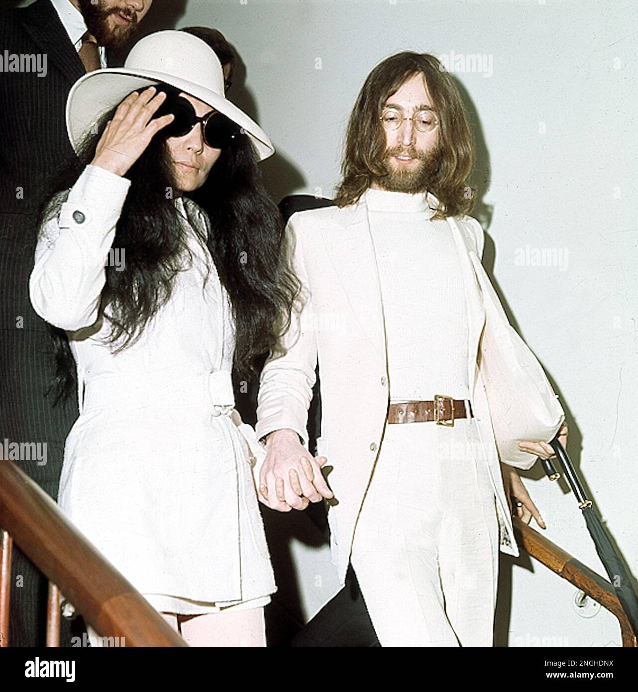 Beatle John Lennon, right, and Yoko Ono are shown circa 1969 at an unknown location. (AP Photo ...