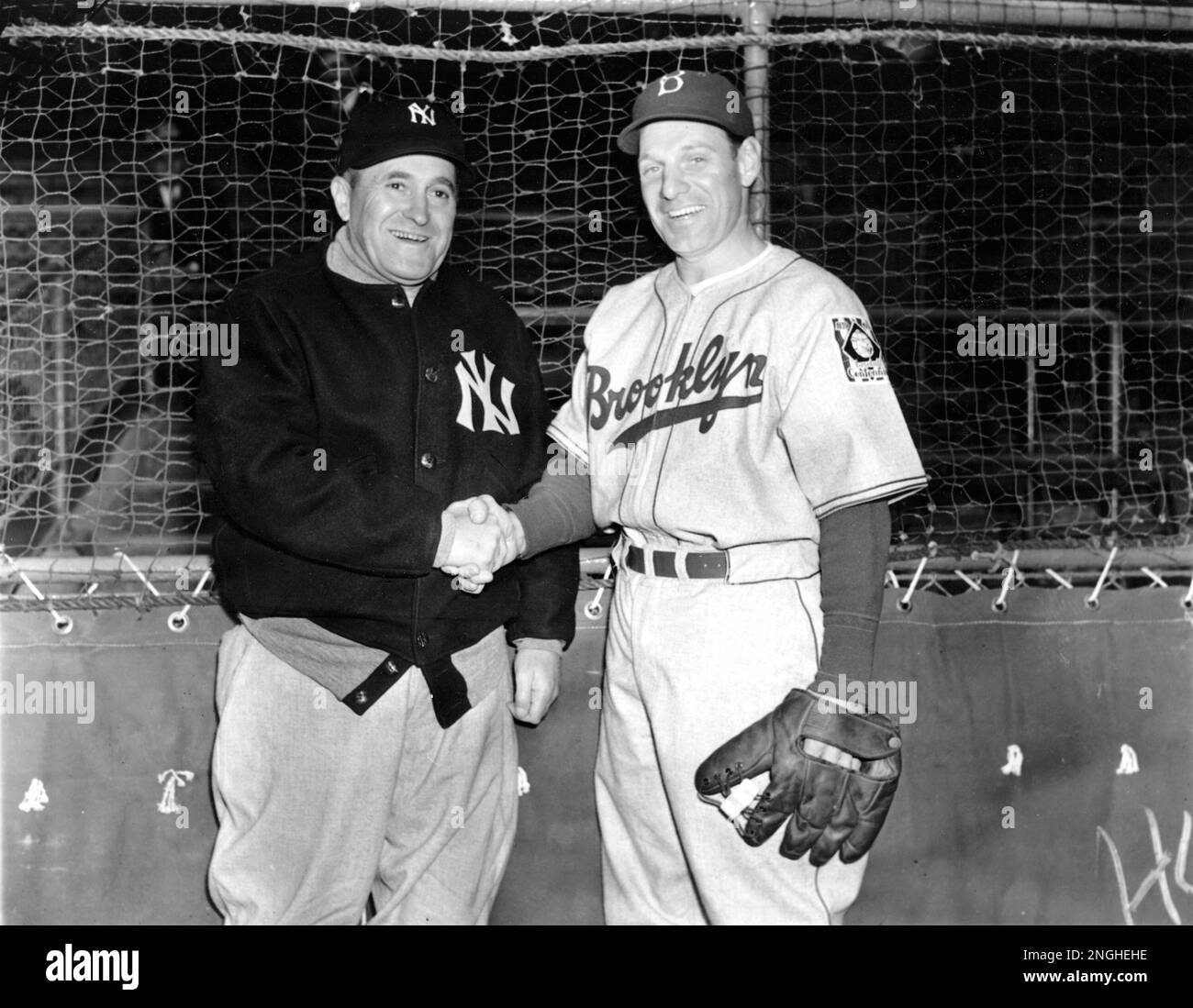 New York Yankees manager Joe McCarthy, left, and Brooklyn Dodgers ...