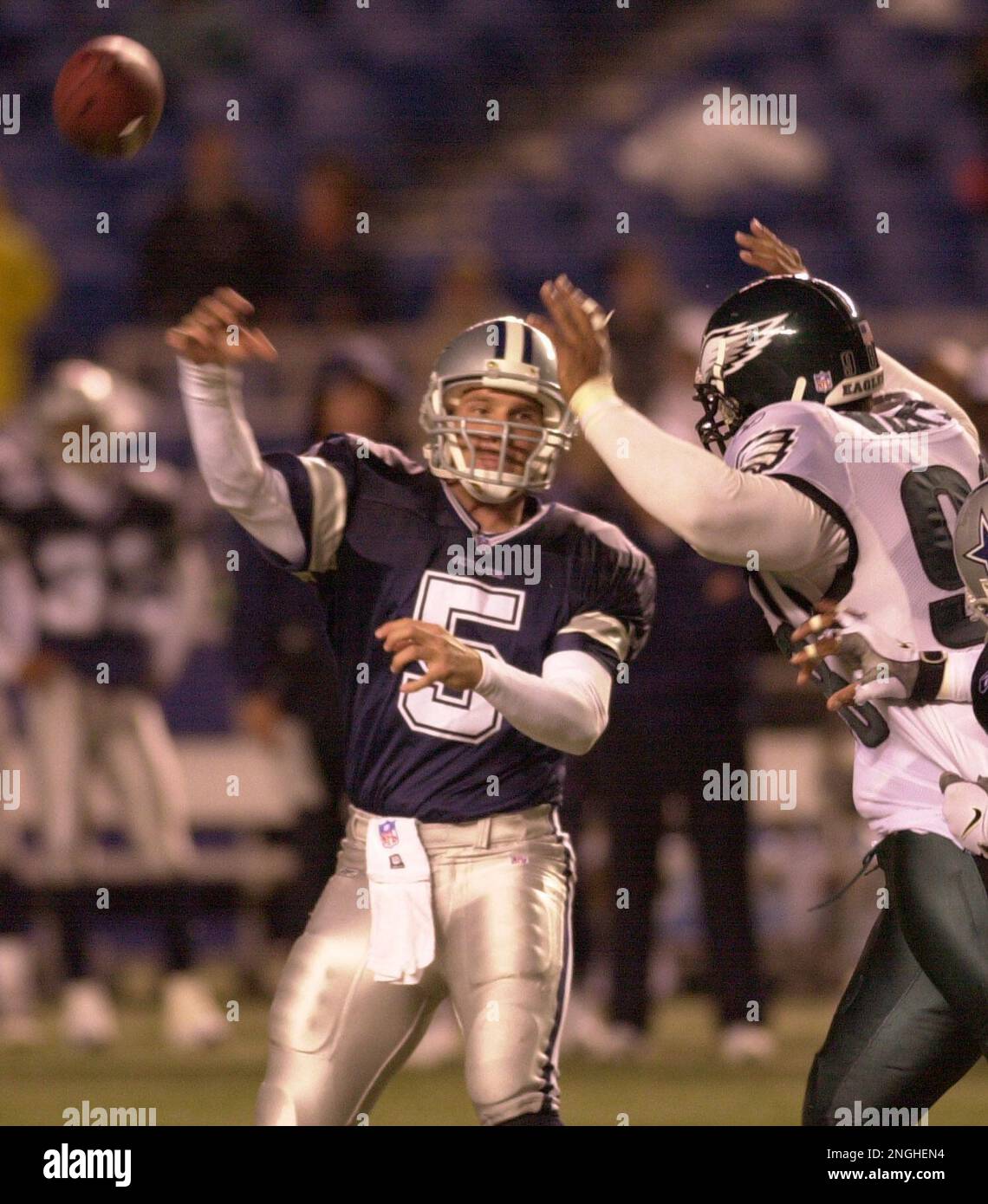 Dallas Cowboys quarterback Clint Stoerner throws a pass under pressure ...