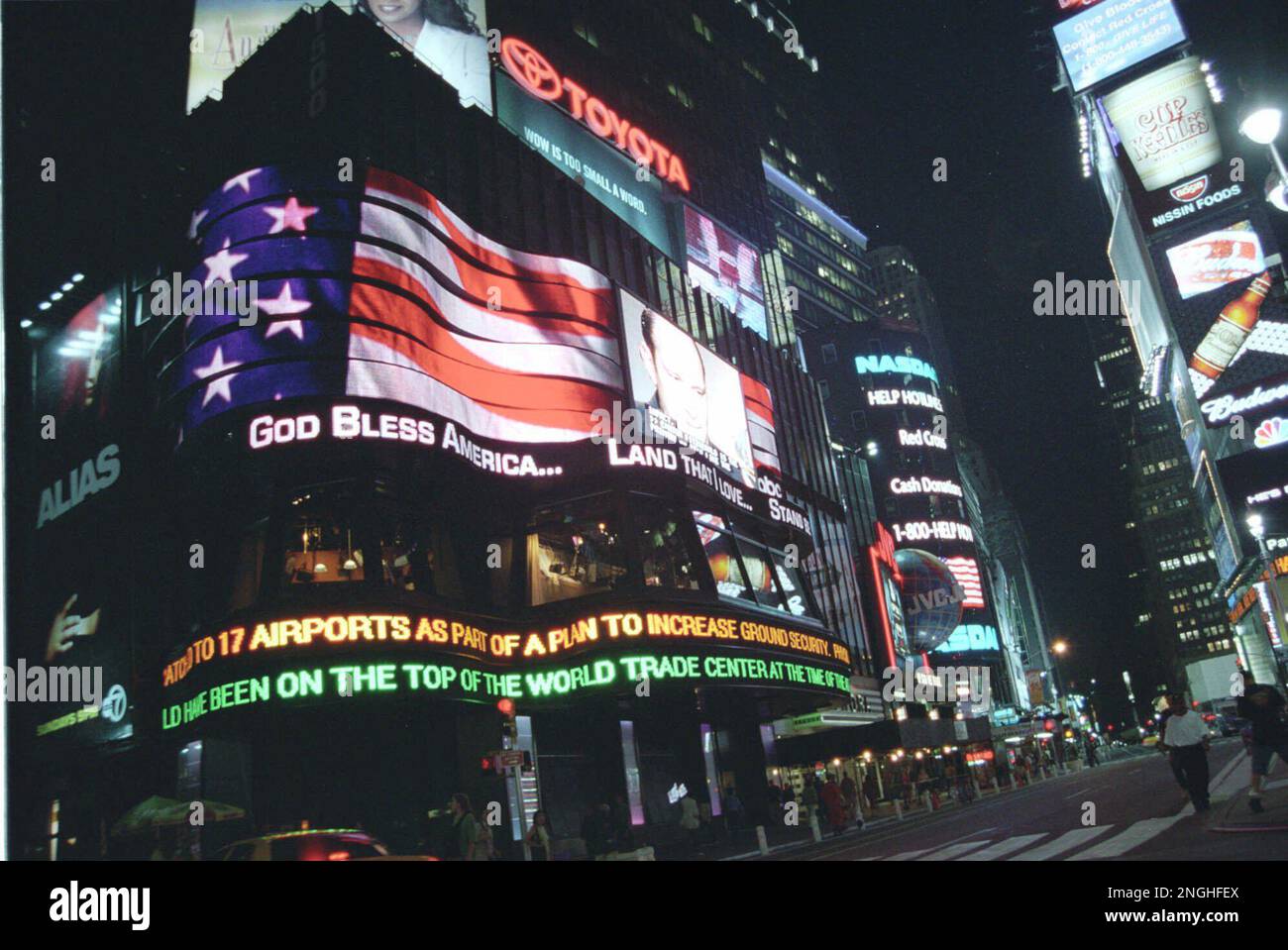 The electronic sign at the ABC-TV studios in Times Square shows the ...