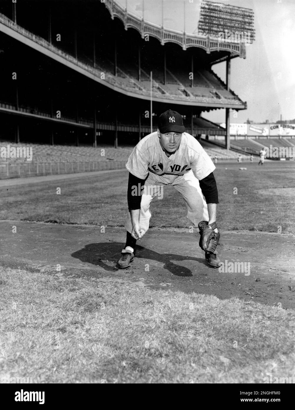 Bobby Brown, third baseman for the New York Yankees, is shown in an ...