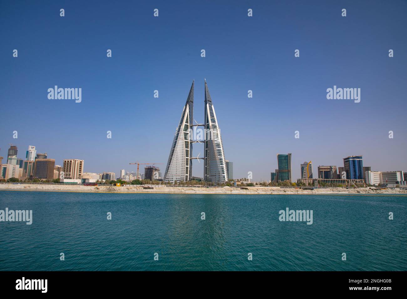 Skyline of Manama from the Persian Gulf. The Kingdom of Bahrain Stock ...