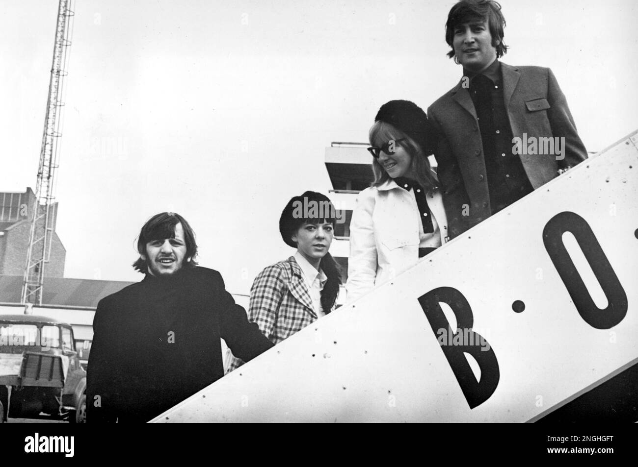 Members of The Beatles Ringo Starr, left, with his wife, Maureen, and ...