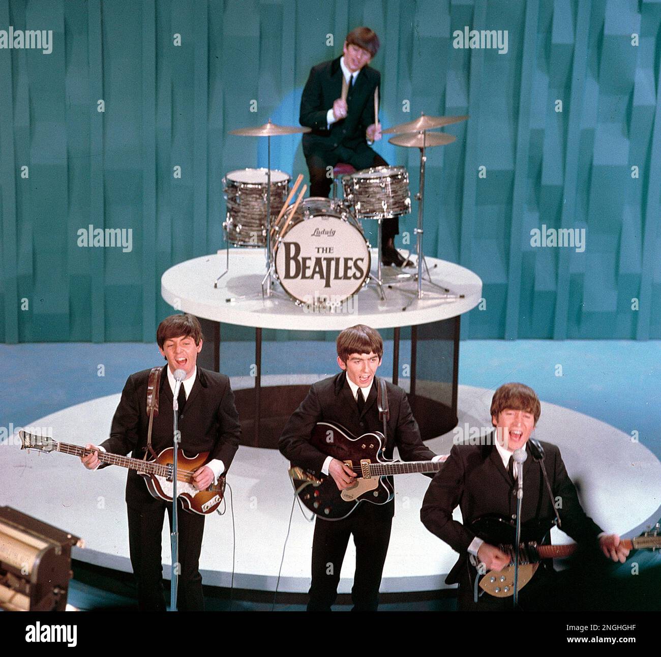The Beatles perform on the "Ed Sullivan Show" in New York on February 9 ...