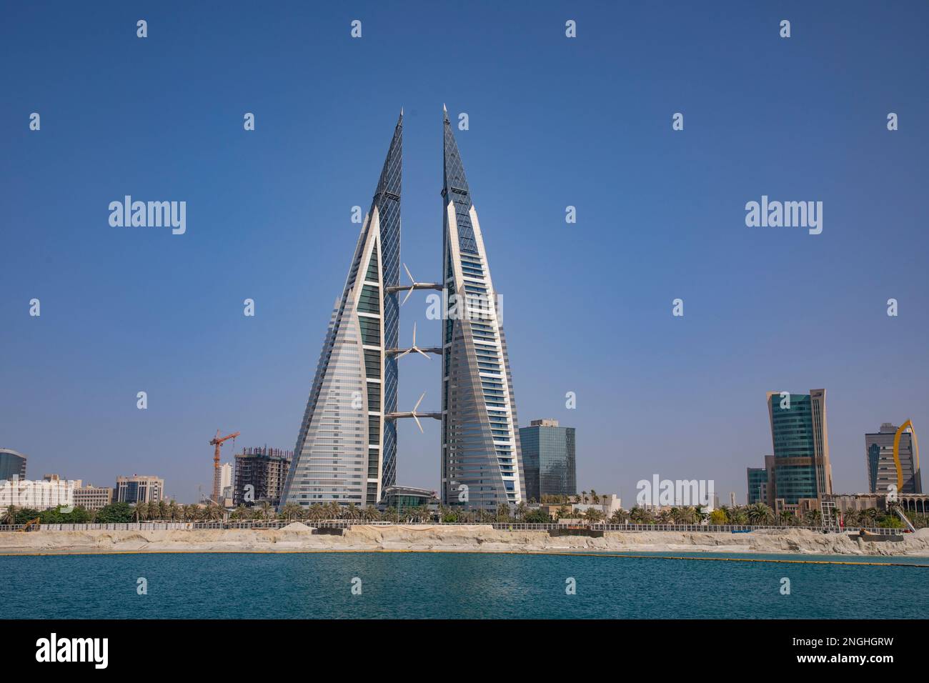 Skyline of Manama from the Persian Gulf. The Kingdom of Bahrain Stock ...