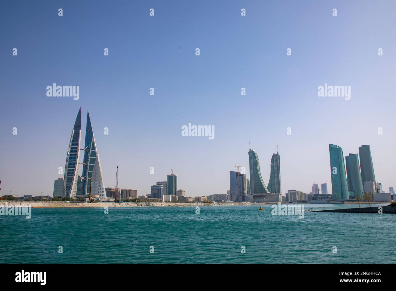 Skyline of Manama from the Persian Gulf. The Kingdom of Bahrain Stock ...