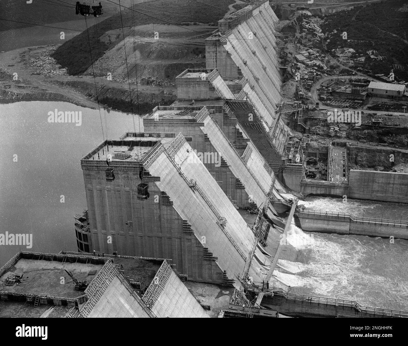 The Tennessee Valley Authority's Norris Dam nears completion as shown in this aerial view on ...