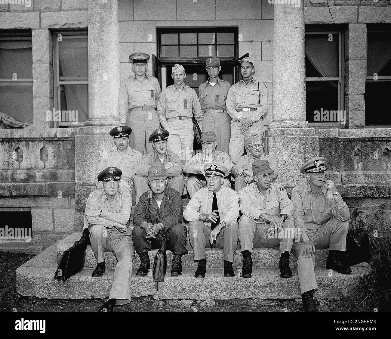 Members of the United Nations negotiating team pose in Kaesong, Korea ...