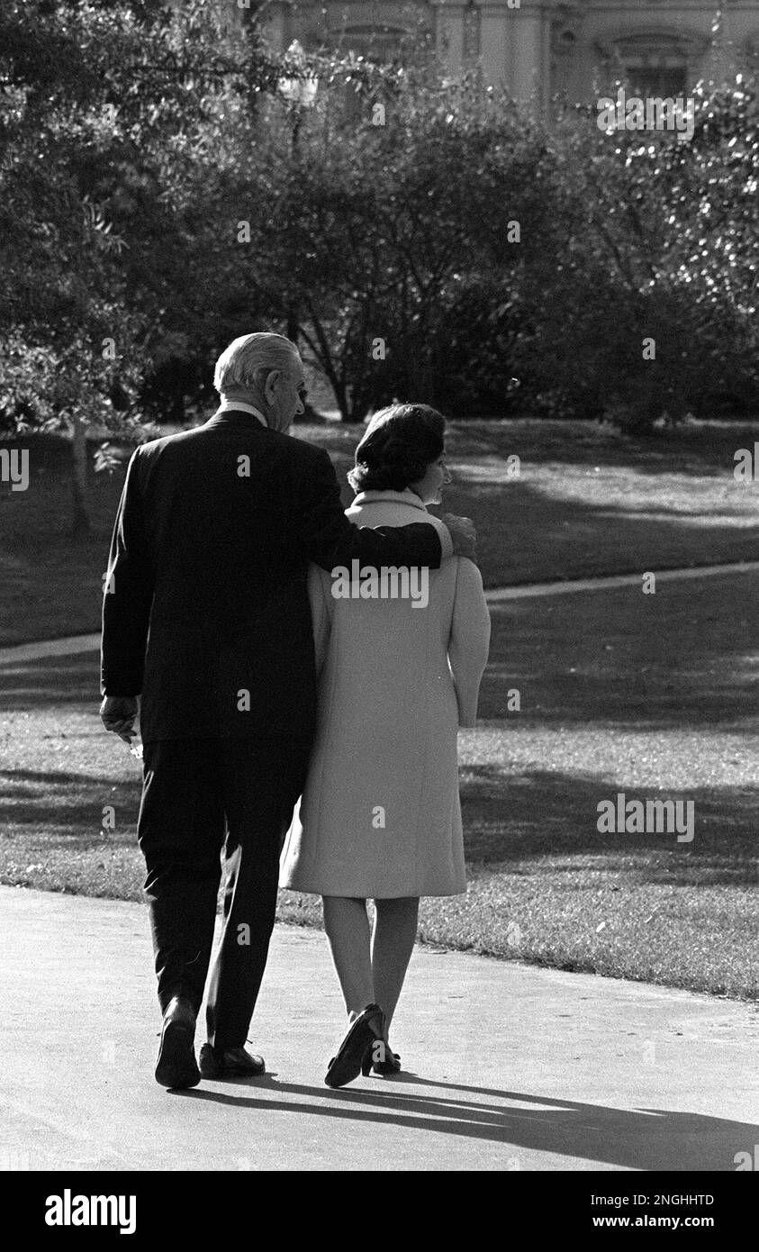 U.S. President Johnson and First Lady, Lady Bird Johnson, stroll the ...