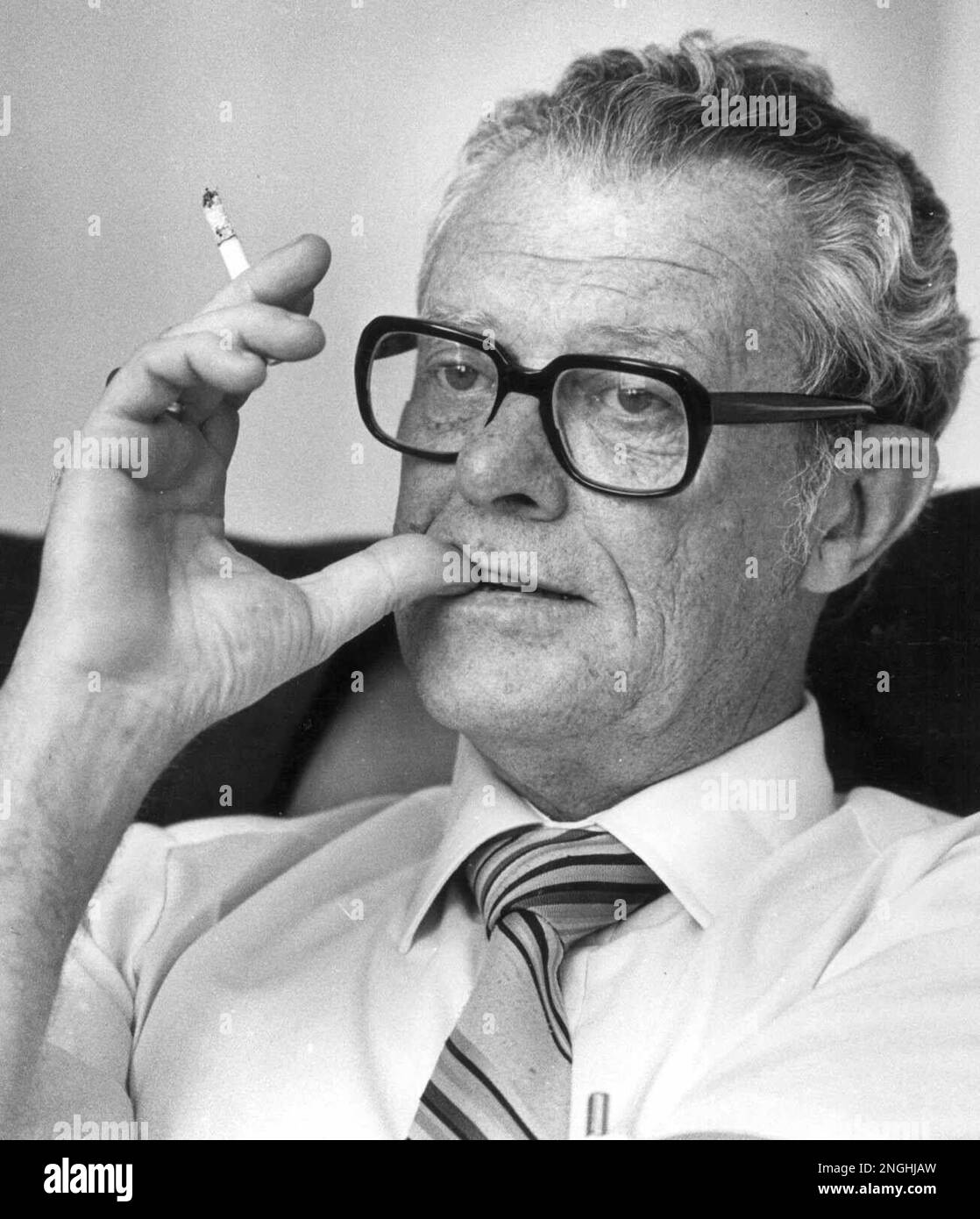 John Finley Yardley, head of the NASA Space Shuttle project, is shown ...