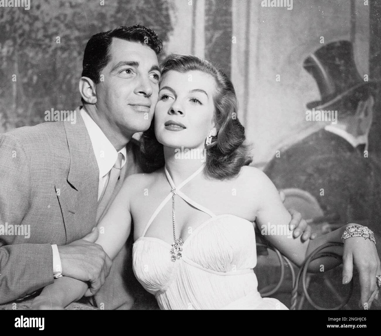 Corinne Calvet poses with Dean Martin during the production of the film ...