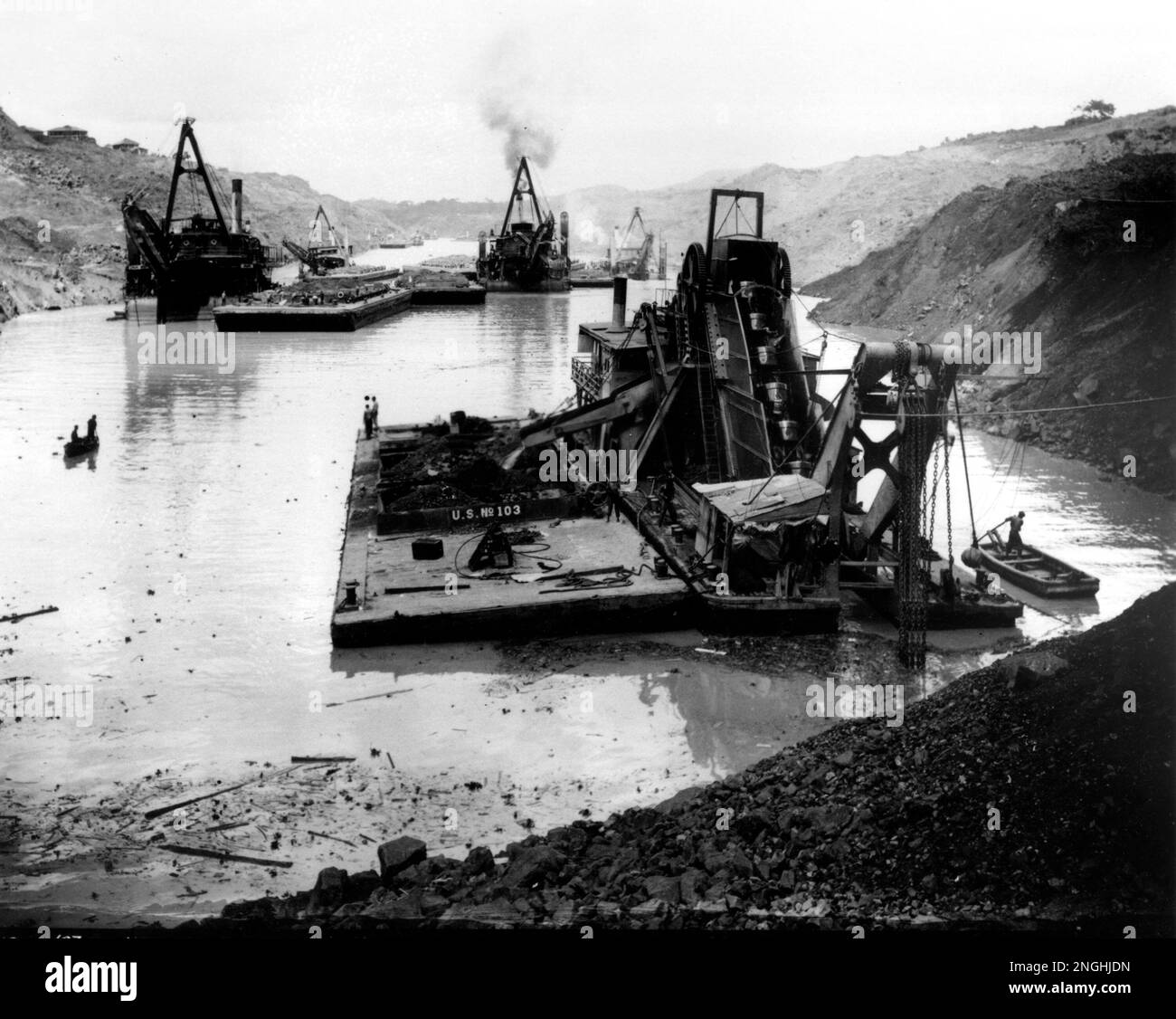 This is a general view looking north from barrier formed by slide ...