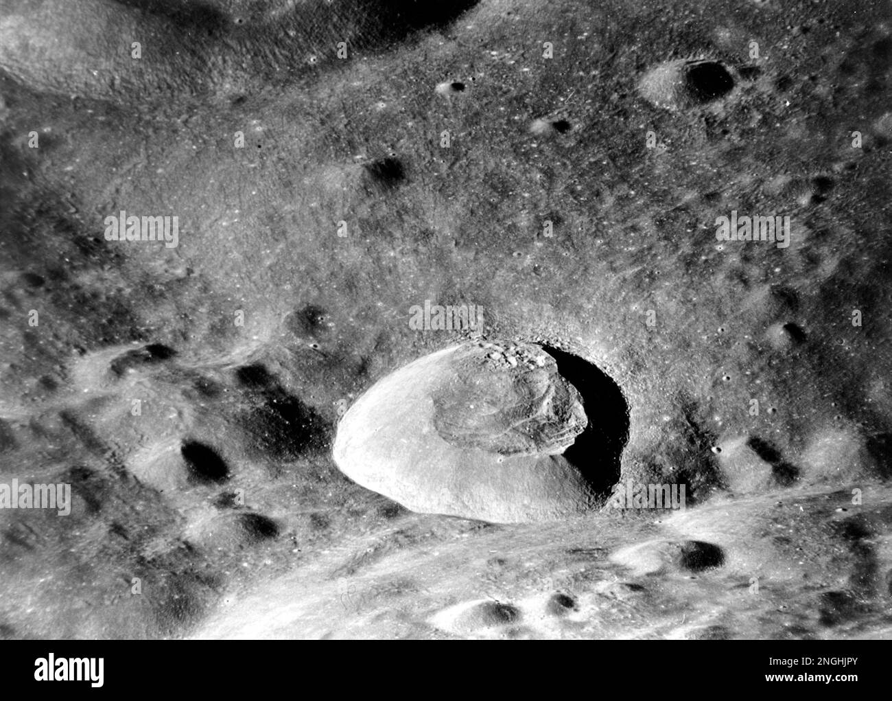 This photo, taken from the Apollo 10 command module as it flies close ...