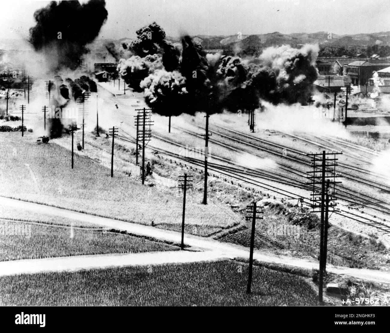 Parachute bombs dropped by B-25 Mitchell bombers of the U.S. Army 5th ...
