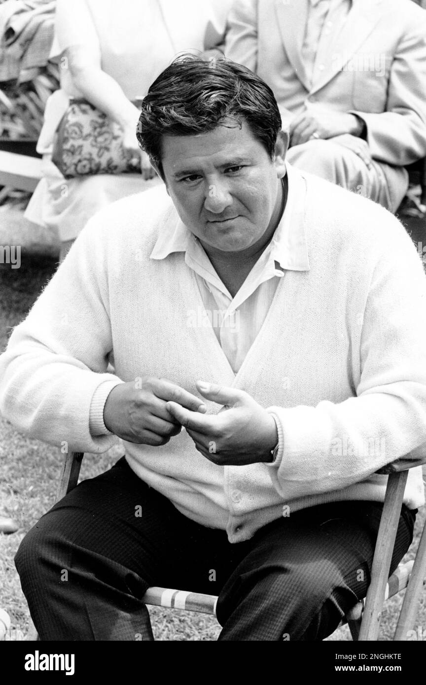 Comedian Buddy Hackett is shown on the set of the Stanley Kramer ...