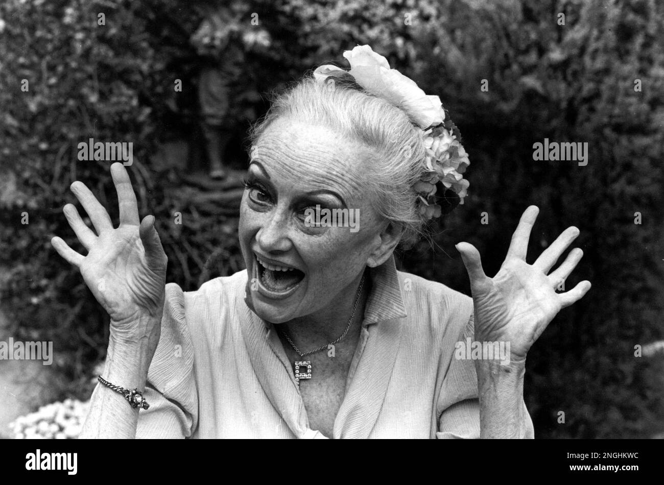Comedienne Phyllis Diller poses in one of her patented expressions ...