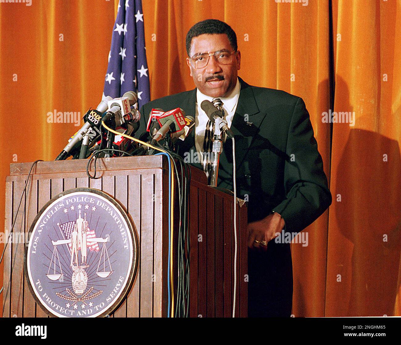 Los Angeles Police Chief Willie Williams speaks at a news conference at ...