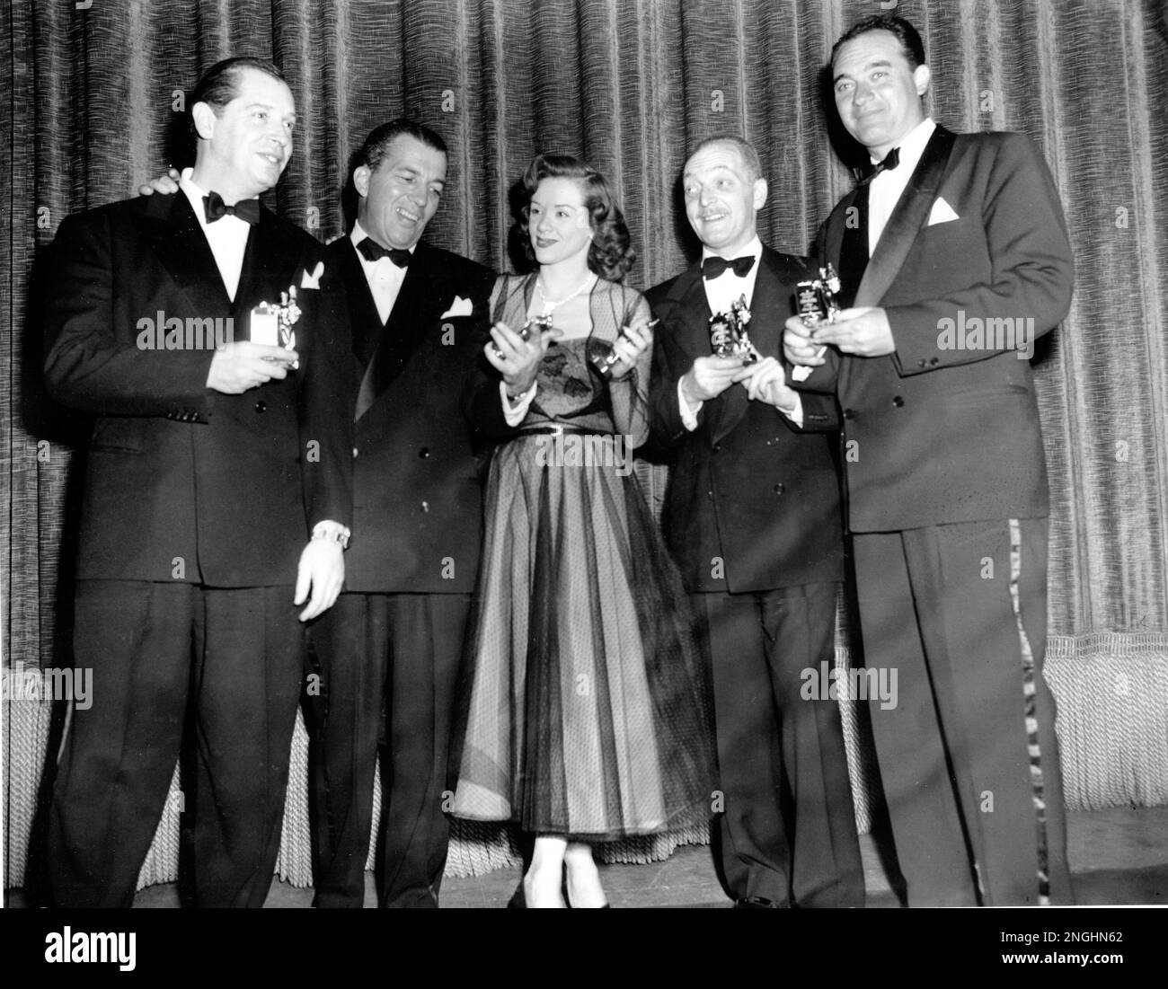 Actor-comedian Milton Berle, left, master of ceremonies Ed Sullivan ...