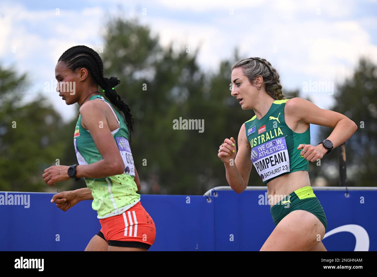Leanne Pompeani of Australia competes in the Senior Men’s 10 klm race ...