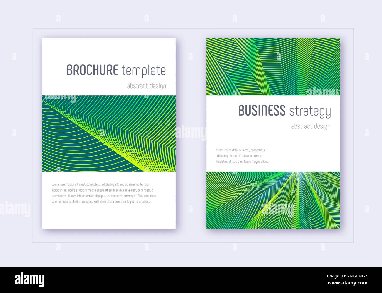 Minimalistic cover design template set. Green abstract lines on dark ...