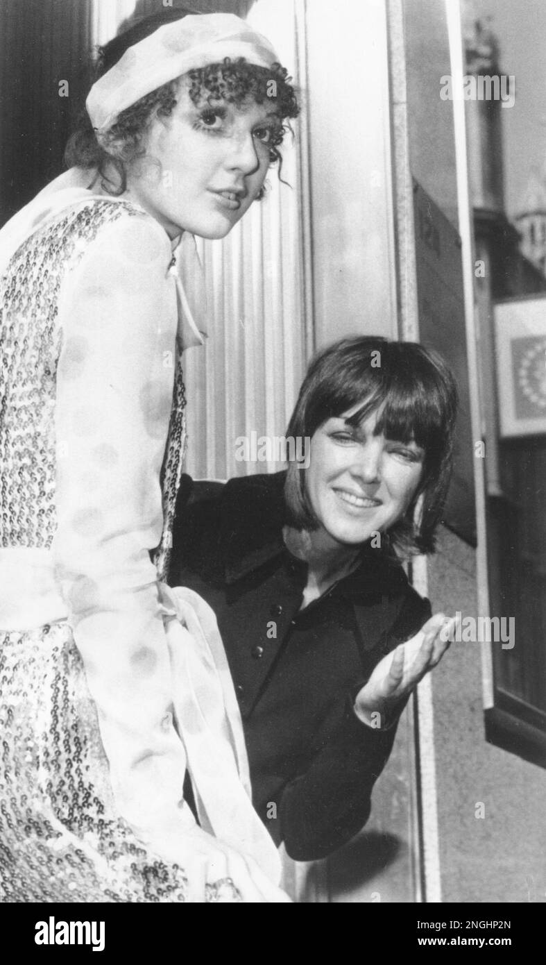 British fashion designer Mary Quant, right, is seen with model Baba who ...