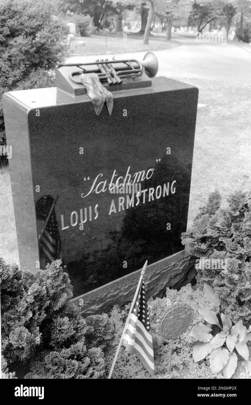 American jazz musician Louis "Satchmo" Armstrong's gravesite, located ...