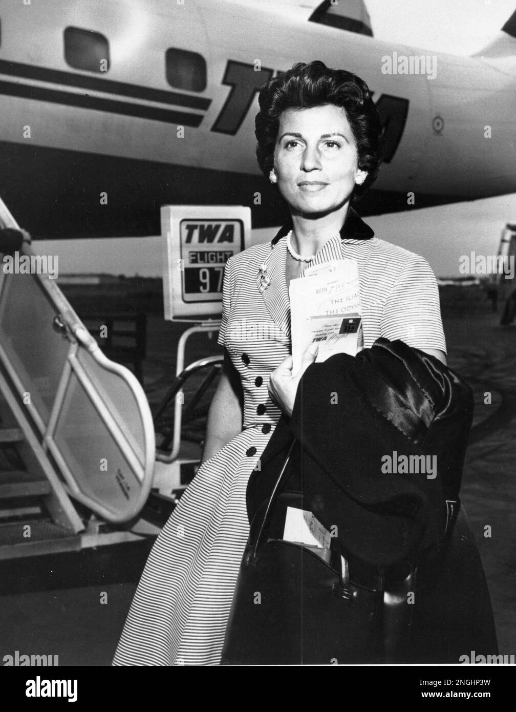 Nancy Sinatra, ex-wife of singer Frank Sinatra, poses before boarding a ...