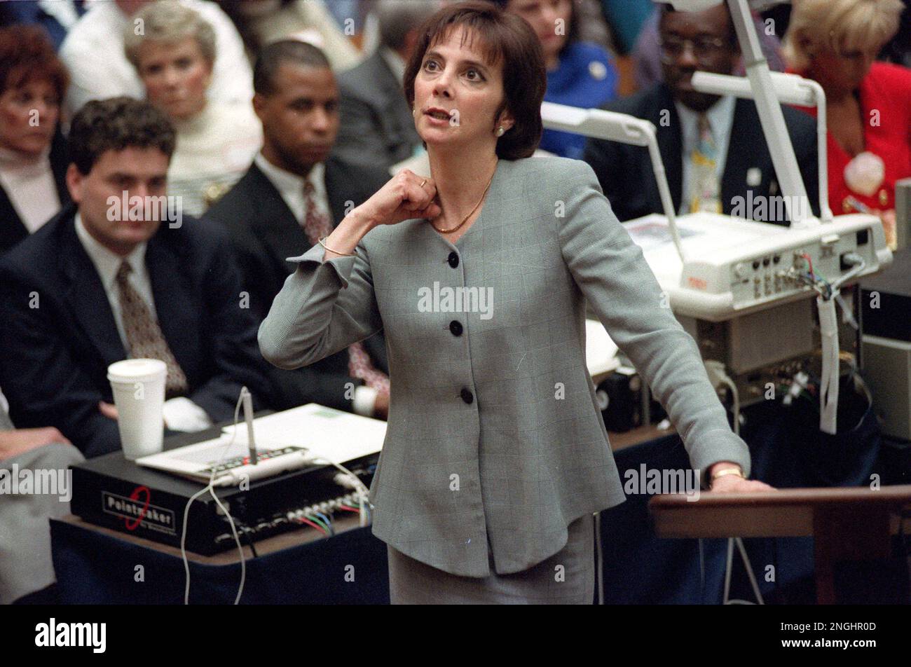 Prosecutor Marcia Clark makes her closing arguments during the O.J ...