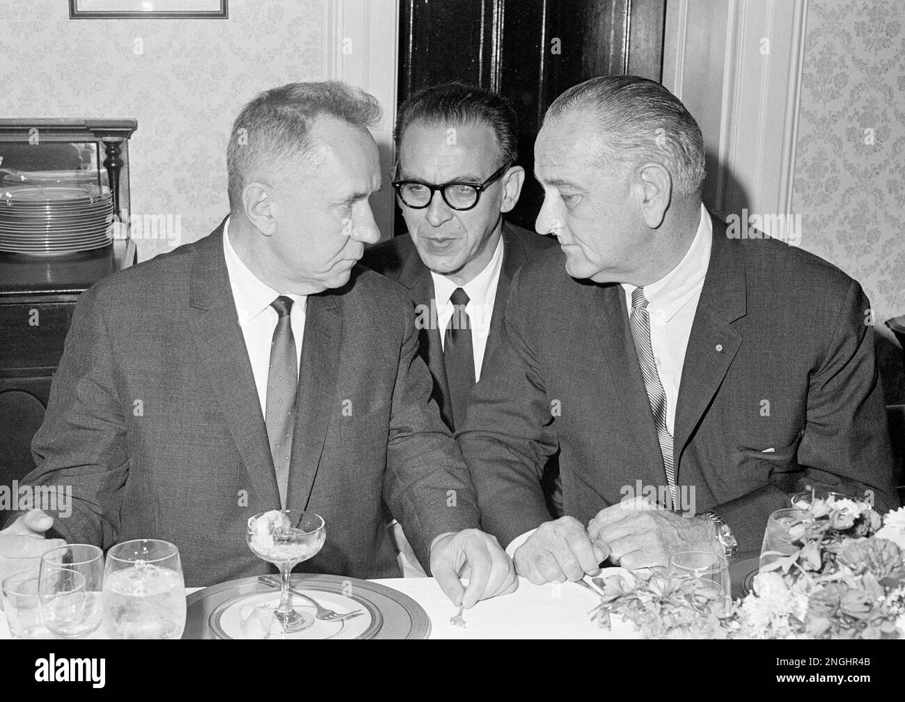 Soviet Premier Alexei N. Kosygin, left, meets with President Lyndon ...