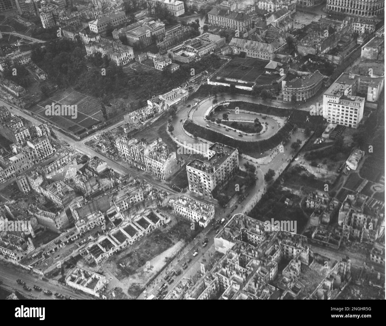 This aerial view of Warsaw, Poland, taken on Oct. 2, 1945, shows the ...