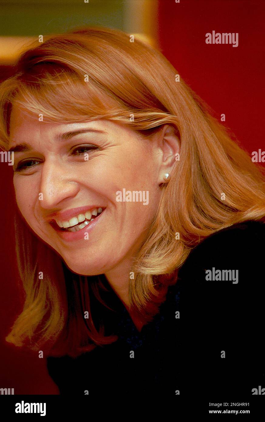 German tennis champion Steffi Graf laughs during an informal meeting ...