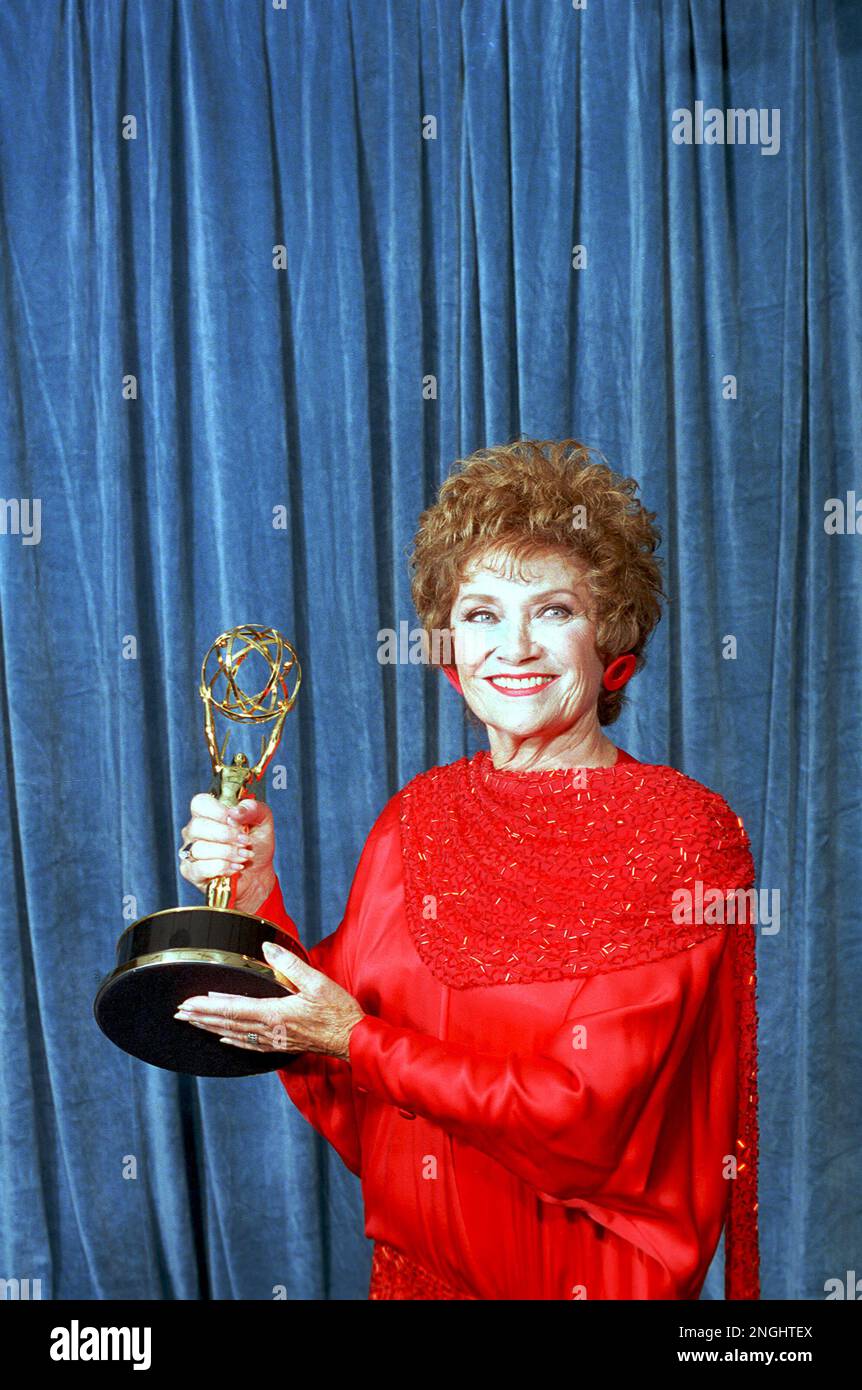 Actress Estelle Getty displays the Emmy she won at the 40th Annual ...