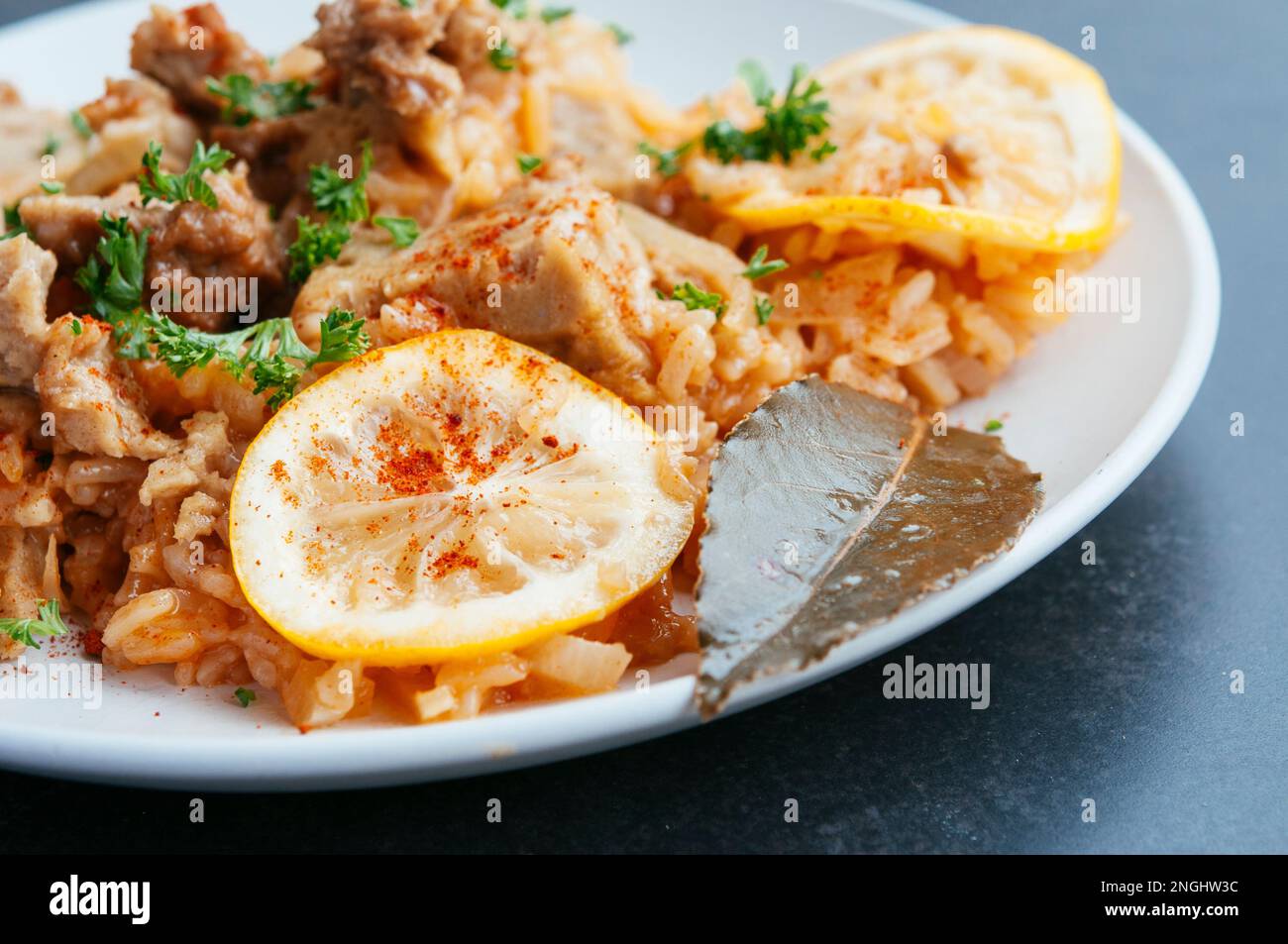 Seitan and rice pilaf with sweet paprika and lemon, adapted from a ...