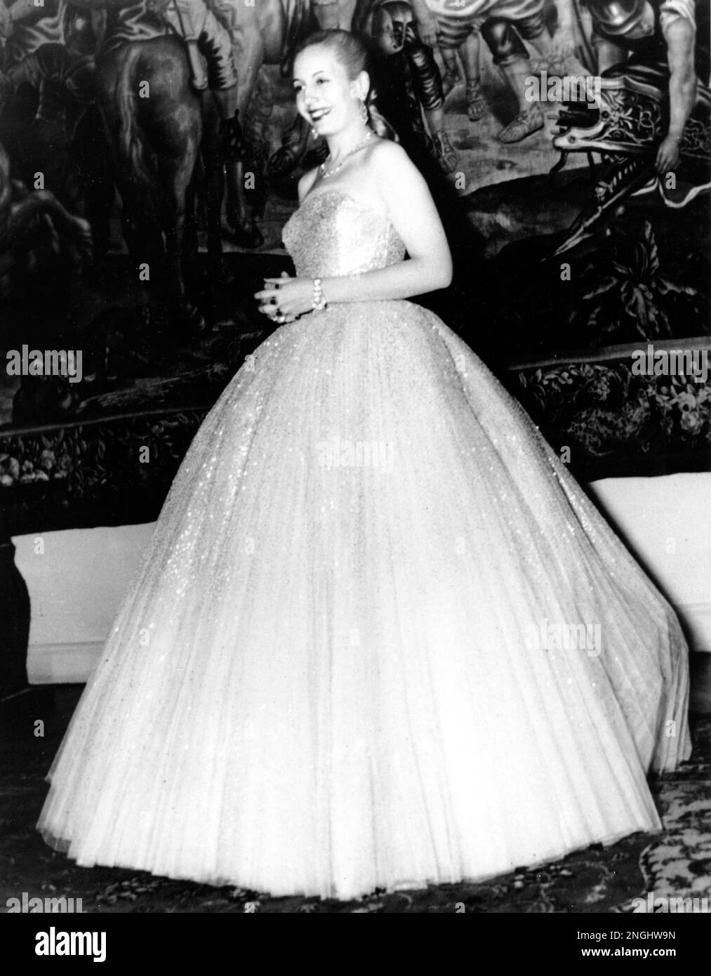 Maria Eva Duarte de Peron, known as Evita, poses at her residence ...