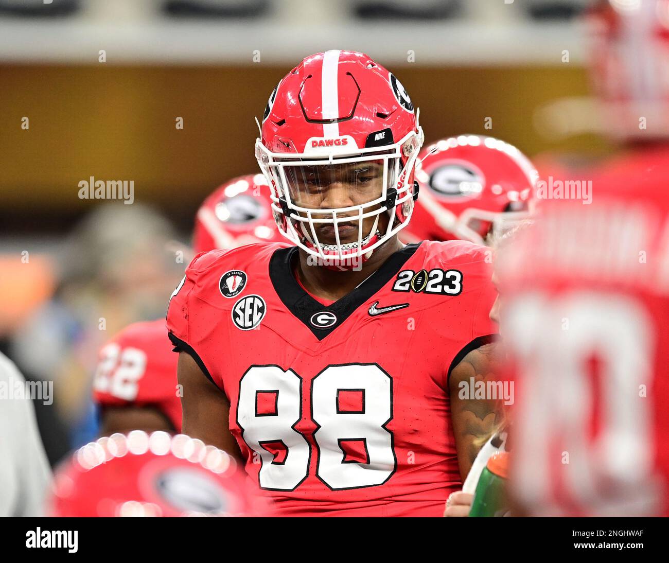(FILE PHOTOS).former Georgia Bulldogs defensive tackle (88) Jalen Carter is projected to go in ...