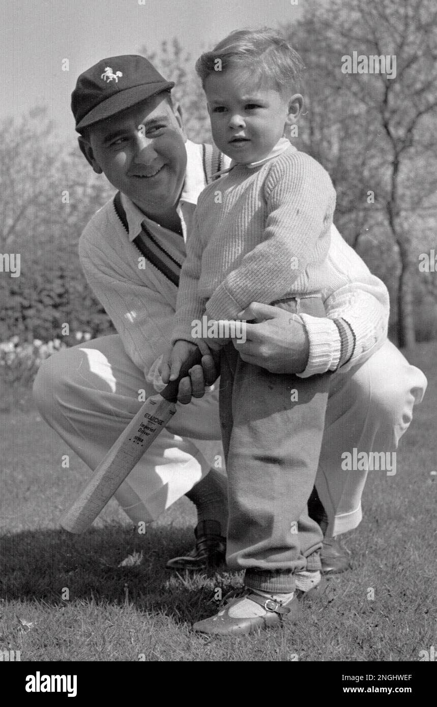 Former England cricket captain Colin Cowdrey, with his eldest son ...