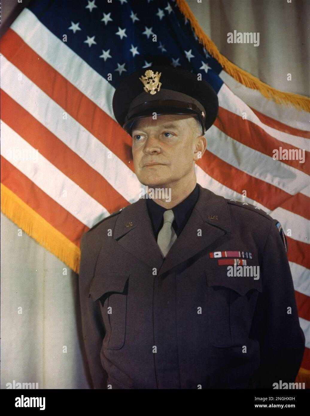 This is a 1945 photo of General Dwight D. Eisenhower, in military ...