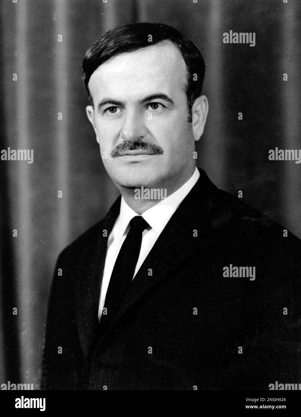 This is a portrait of Hafez al-Assad, the Syrian Head of State, in July ...