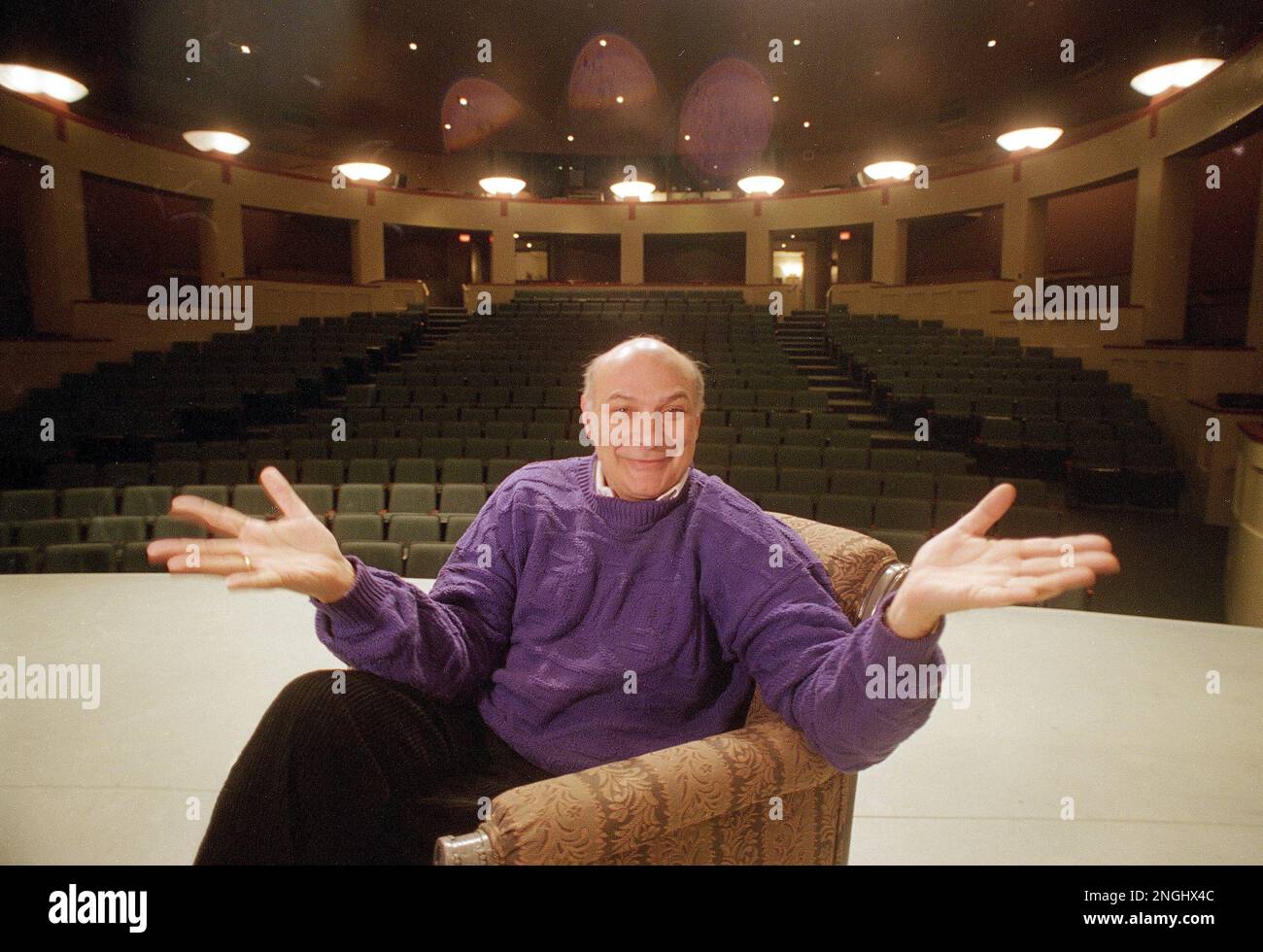Michael Kahn poses against the backdrop of the Shakespeare Theater ...