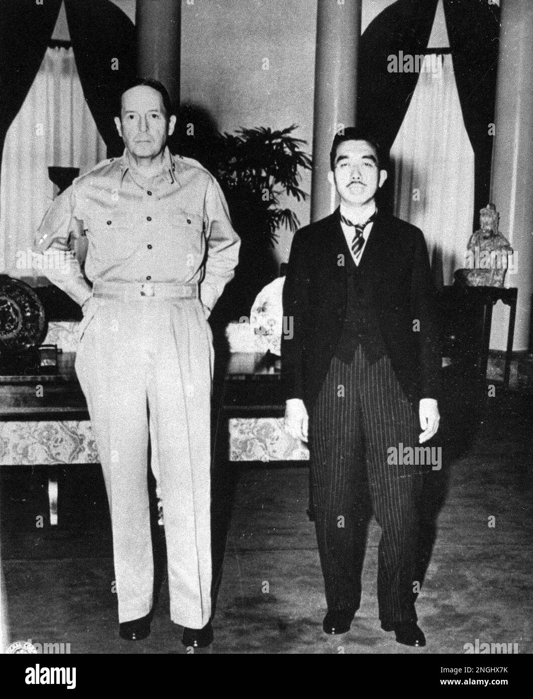 U.S. Gen. Douglas MacArthur, left, and Japanese Emperor Hirohito meet ...