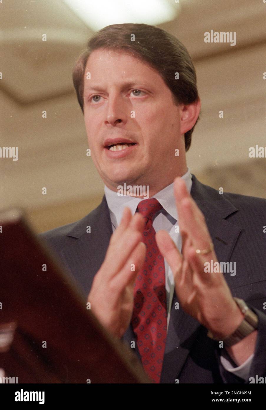 Sen. Albert Gore Jr., D-Tenn., addresses reporters during a news ...