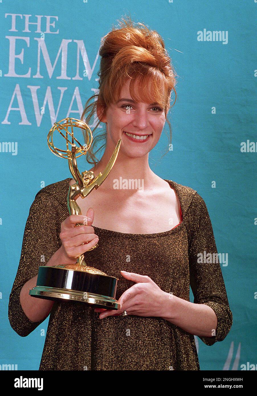 Actress Amanda Plummer holds her trophy during the 44th annual ...